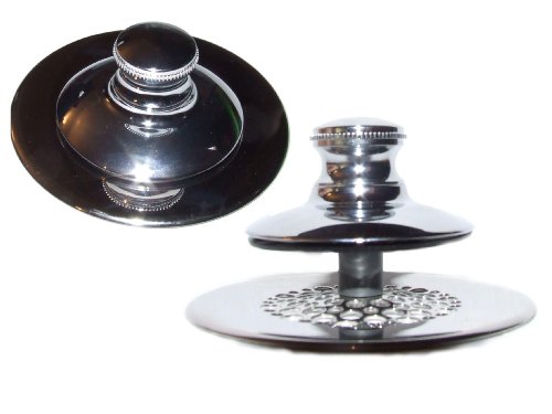 WATCO MANUFACTURING 48750-PP-CP-G Push Pull Retrofit Bathtub Stopper with Grid Strainer, Chrome-Plated