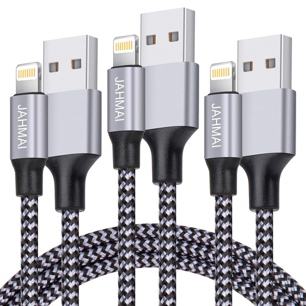 JAHMAI iPhone Charger, Nylon Braided Lightning Cable [MFi Certified] 3Pack 6ft Fast Charging High Speed Data Sync Phone Cord Compatible with iPhone 14 13 12 11 Pro XS MAX XR XS X 8 7 Plus SE iPad