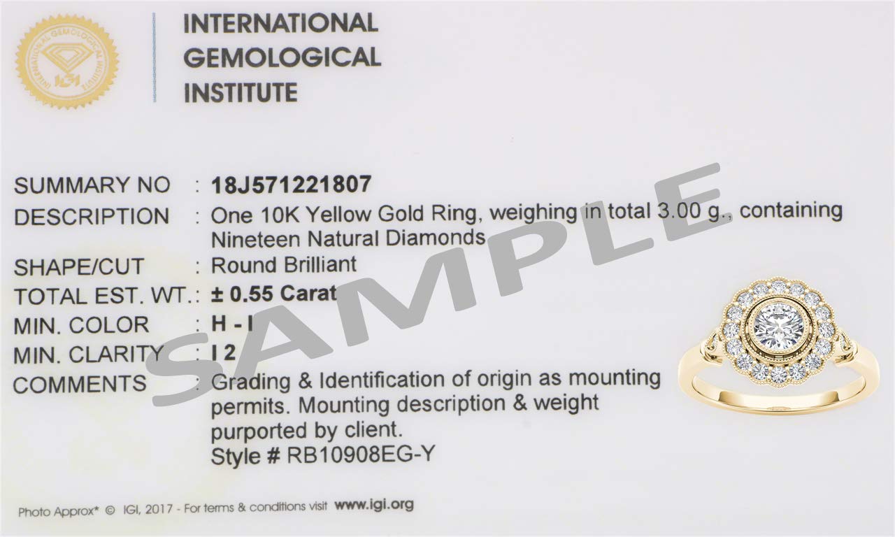 IGI Certified 14k Rose Gold 2 ct TDW Round Cut Diamond Double Halo Engagement Ring Set (I-J, I2)