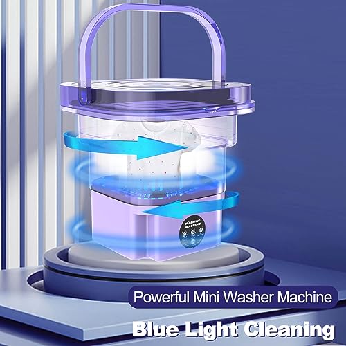 Mini Portable Washing Machine, Foldable Washing Machine with Spin-Dry Basket, Small Portable Washer and Dryer Combo for Travel, Underwear, Socks