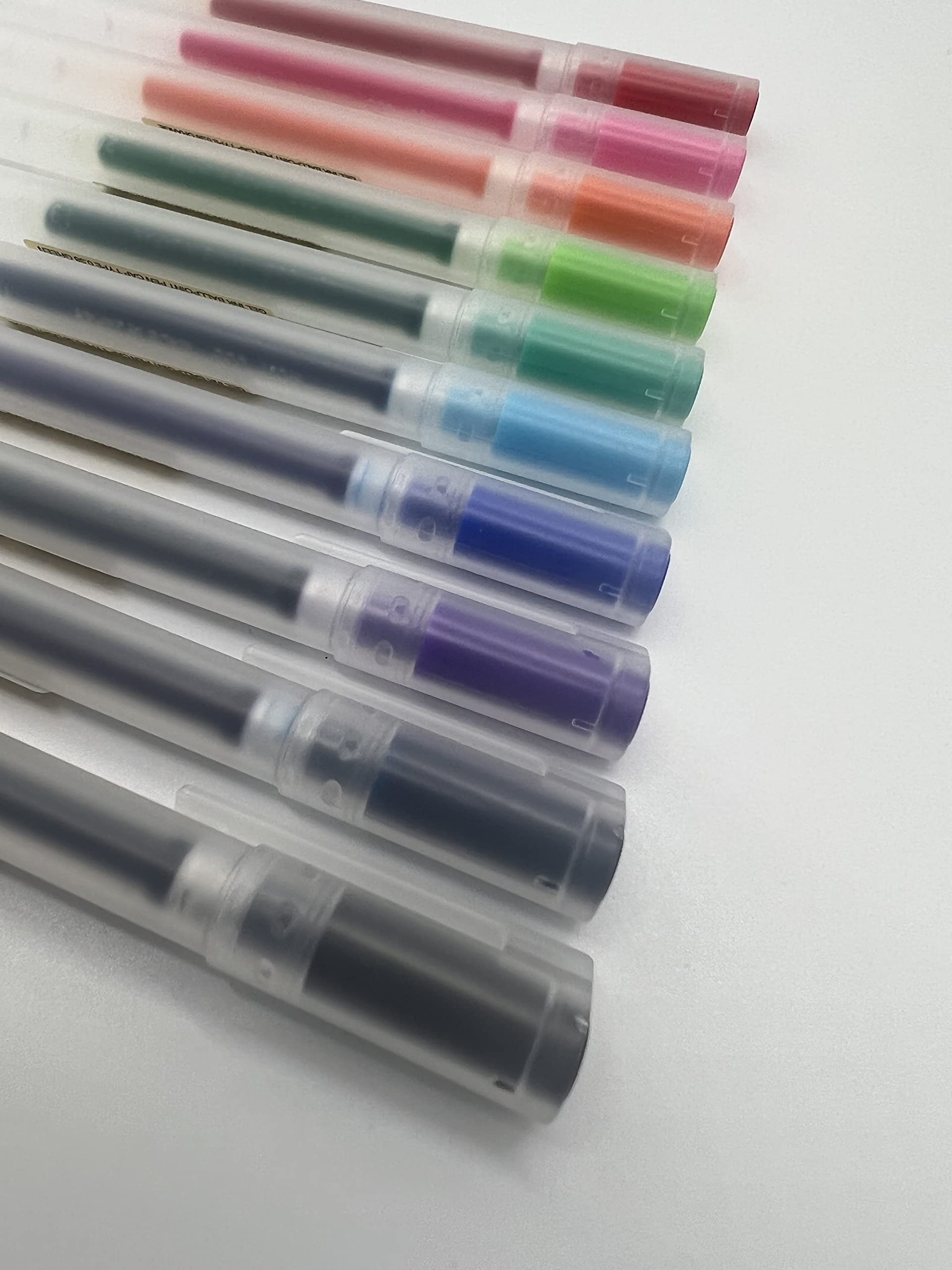 Moma Muji Gel Ink Ball Point Pen 0.38mm 10-colors Pack with Original Case, 10 Count (Pack of 1)