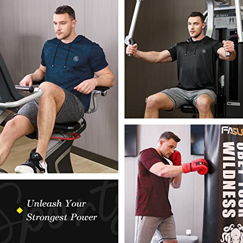 Men's Dry Fit Performance Athletic Short Sleeve Shirt with Hoods Fit Sport Exercise