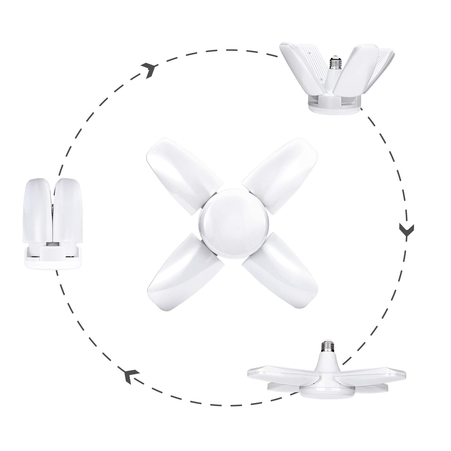 LED Garage Light 2 Pack,35W 4000 lumens 6000K led Lights for Garage Ceiling with 4-Leaves Panels deformable led Garage Lights E26/E27 for Warehouse, Basement, Barn, Workshop, Shop (White(2 Pack))