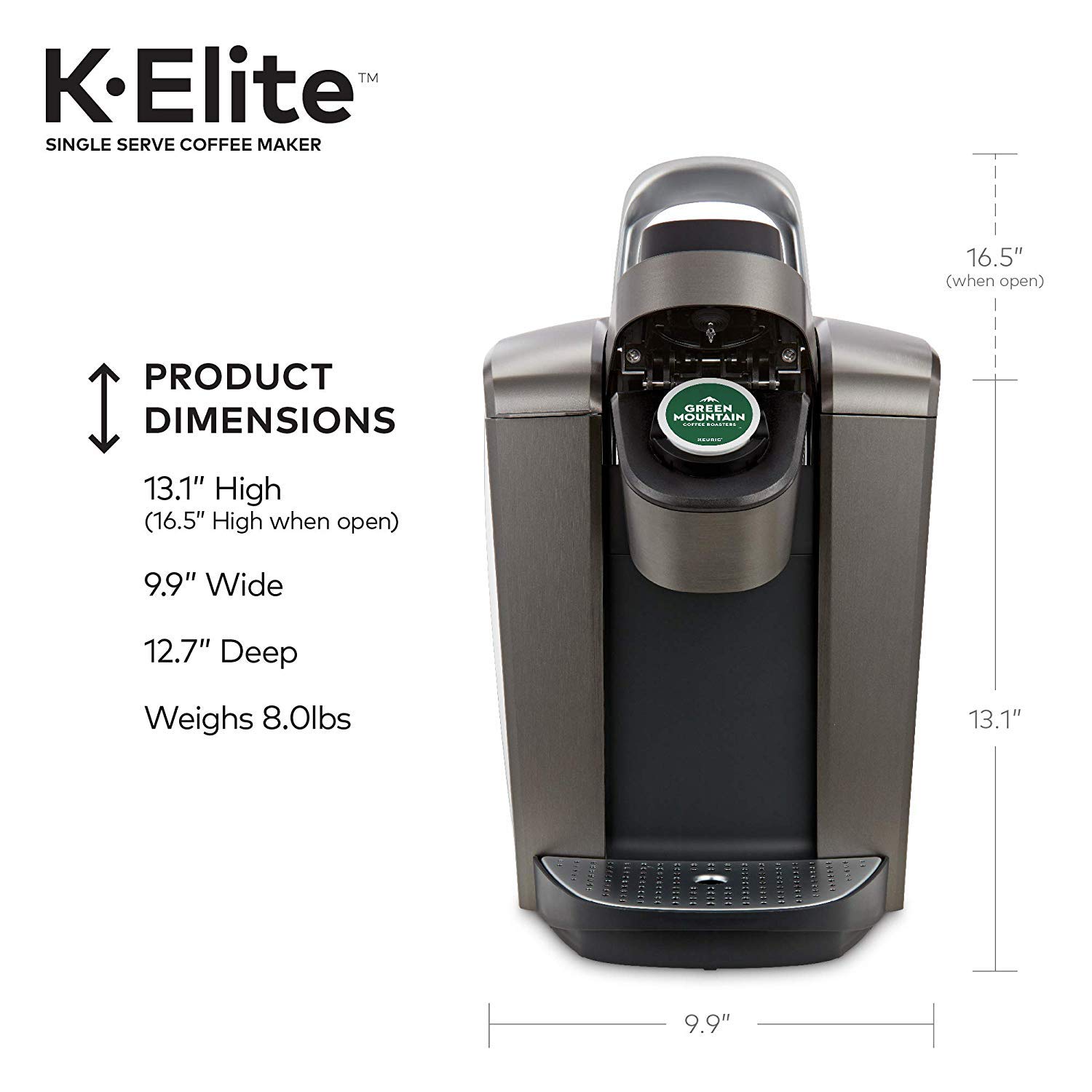 Keurig K-Elite Single Serve Brewer, Brushed Slate and Keurig 14oz Contigo AUTOSEAL West Loop Vacuum Seal, Silver