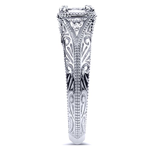 Kobelli Diamond Antique Style Filigree Engagement Ring 5/8 CTW in 14k White Gold, Size 6