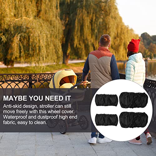 Travel Stroller Travel Stroller Travel Stroller 4Pcs Stroller Wheel Cover Carriage Cover Stroller Wheel Cover (Black) Jogging Stroller Jogging Stroller Jogging Stroller