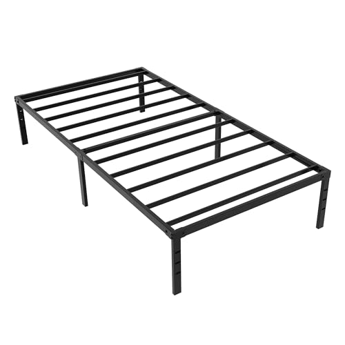 Yedop 14 Inch Twin Size Metal Bed Frames, No Box Spring Needed, 2500 lbs Heavy Duty Steel Slat Support, Non-Slip, No Noise, Strong Twin Platform Metal Bed Frame, Black