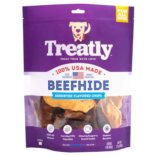 Treatly USA Beefhide Chips Dog Chew Treats - Chicken & Beef Flavor, 12oz/1 Pack