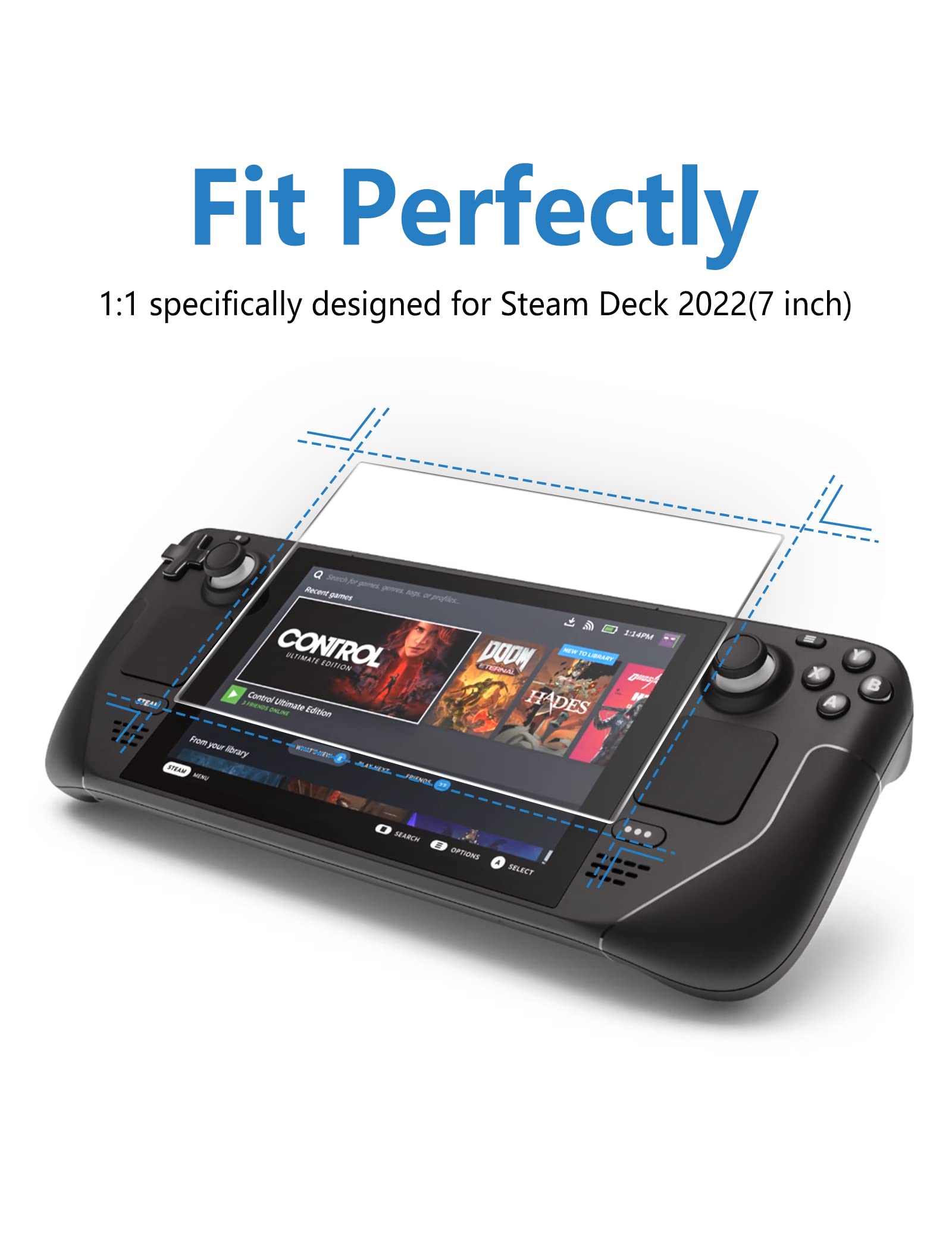 Mooroer Steam Deck Screen Protector [3-Pack], 9H Tempered Glass Screen Protector for Steam Deck 2022 (7inch), HD Clear Anti-Scratch Screen Protector 0.25mm, Full Coverage Bubble-Free