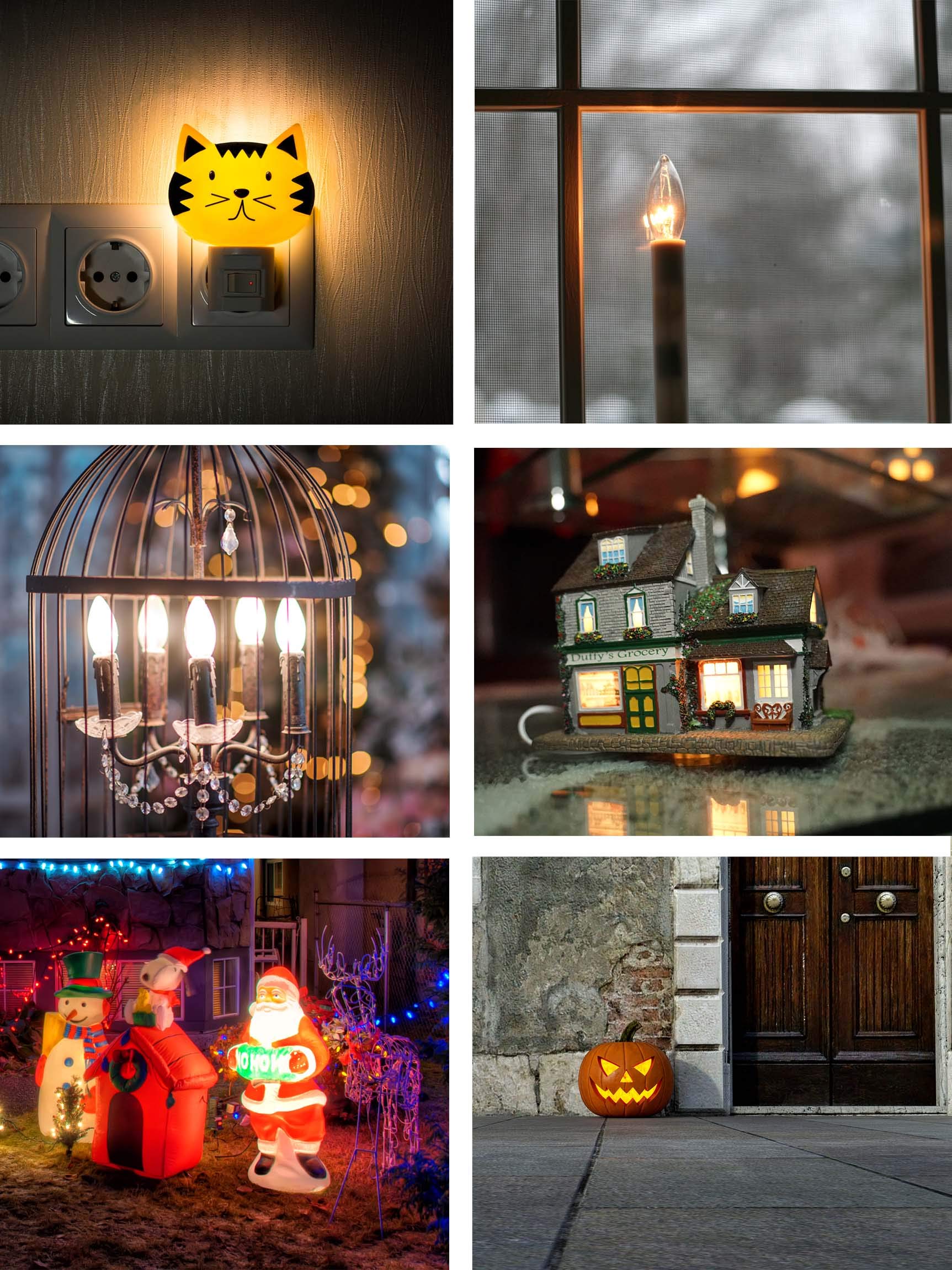 Mandala Crafts 7W 120v Night Light Bulbs Dimmable Himalayan Salt Lamp Bulbs - 12 C7 Bulbs E12 Small Bulbs for Christmas Village Light Bulbs Inflatable Light Bulb Replacement