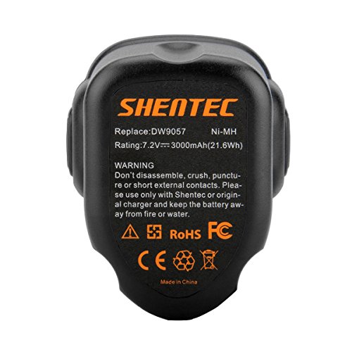 Shentec 2 Pack 3000mAh 7.2V Battery Compatible with Dewalt DW9057 DE9057 DE9085 DW920K DW920K2 DW925K DW925K2 DW968K, 7.2V Ni-MH Battery