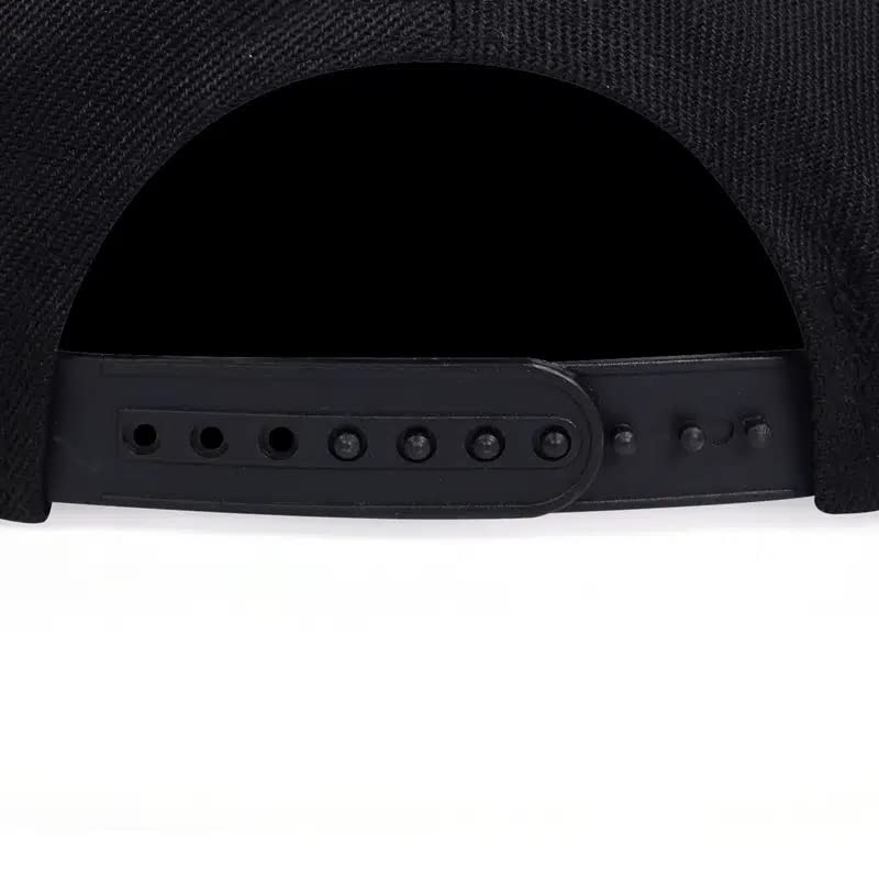 Men's Embroidered Basebll Cap Fashion Snapback Hat for Men Women Flat Bill Brim Adjustable Baseball Cap Black