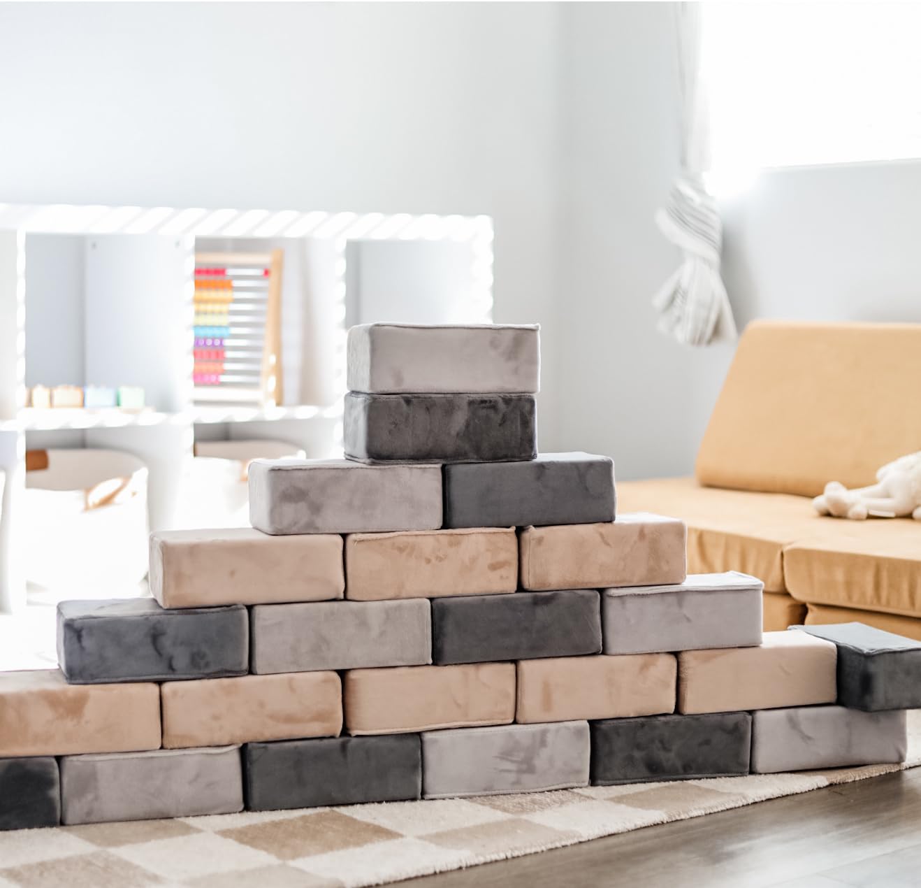 Plush Blocks - The Original Premium Plush Building Block for Kids - Certified Safe Foam Blocks in Luxuriously Soft Fabric Covers - Set of 24 (Castle Rock)