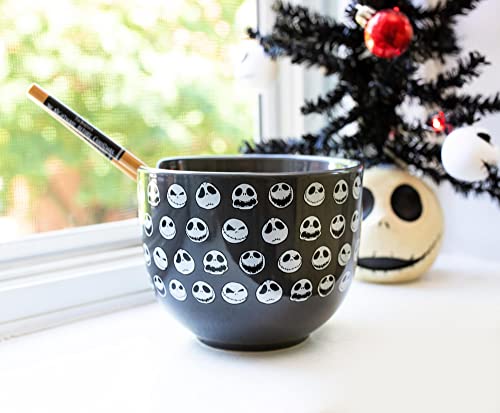 The Nightmare Before Christmas Disney Jack Skellington Faces Japanese Ceramic Dinnerware Set | Includes 20-Ounce Ramen Noodle Bowl and Wooden Chopsticks