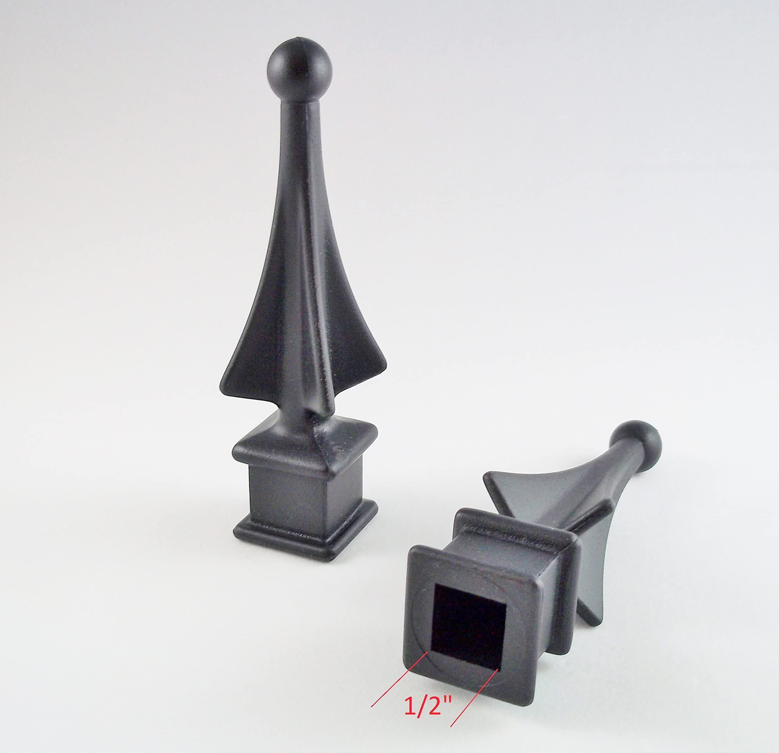 Retrospec Creations 100 Each for 1/2โ Black Plastic Finial Tops for Iron Picket Fence 4-Sided Spire - #1-30