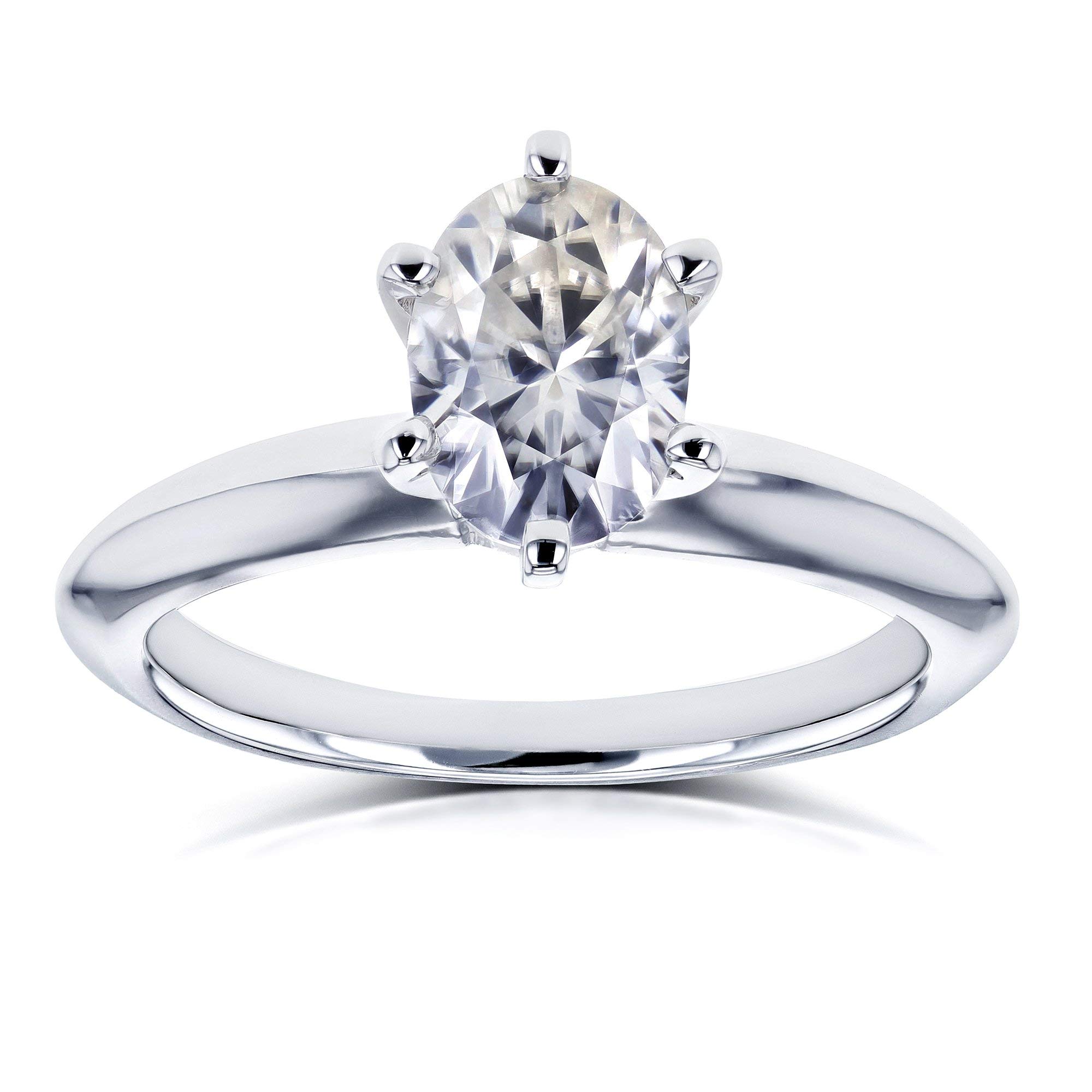 Kobelli Oval Moissanite 6-prong Solitaire Engagement Ring 7/8 Carat in 14k White Gold, 4