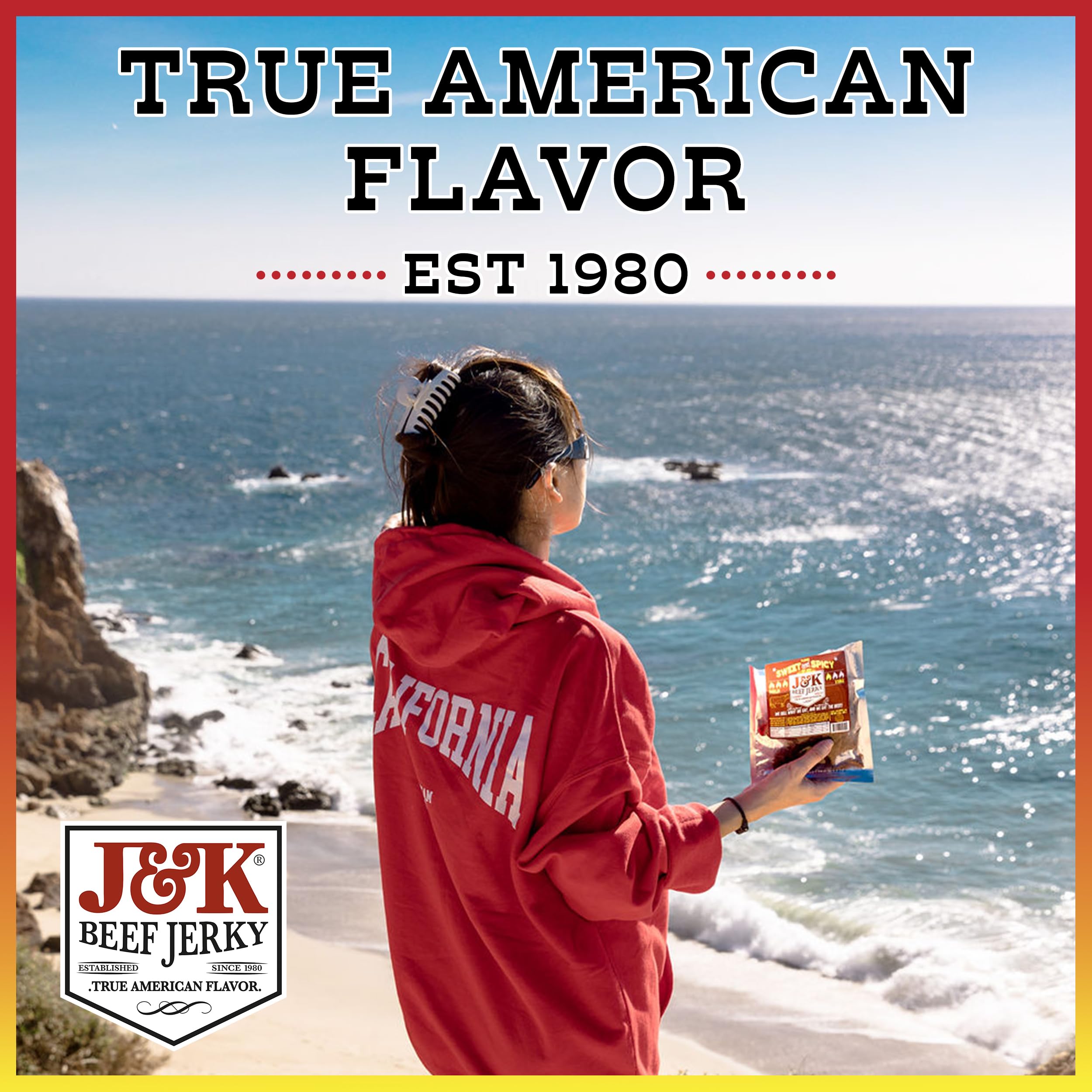 J&K Jerky Ghost Pepper Beef Jerky - Spicy American-Made Slab Jerky for the Bold Snacker - 7oz Big Bag of Jerky