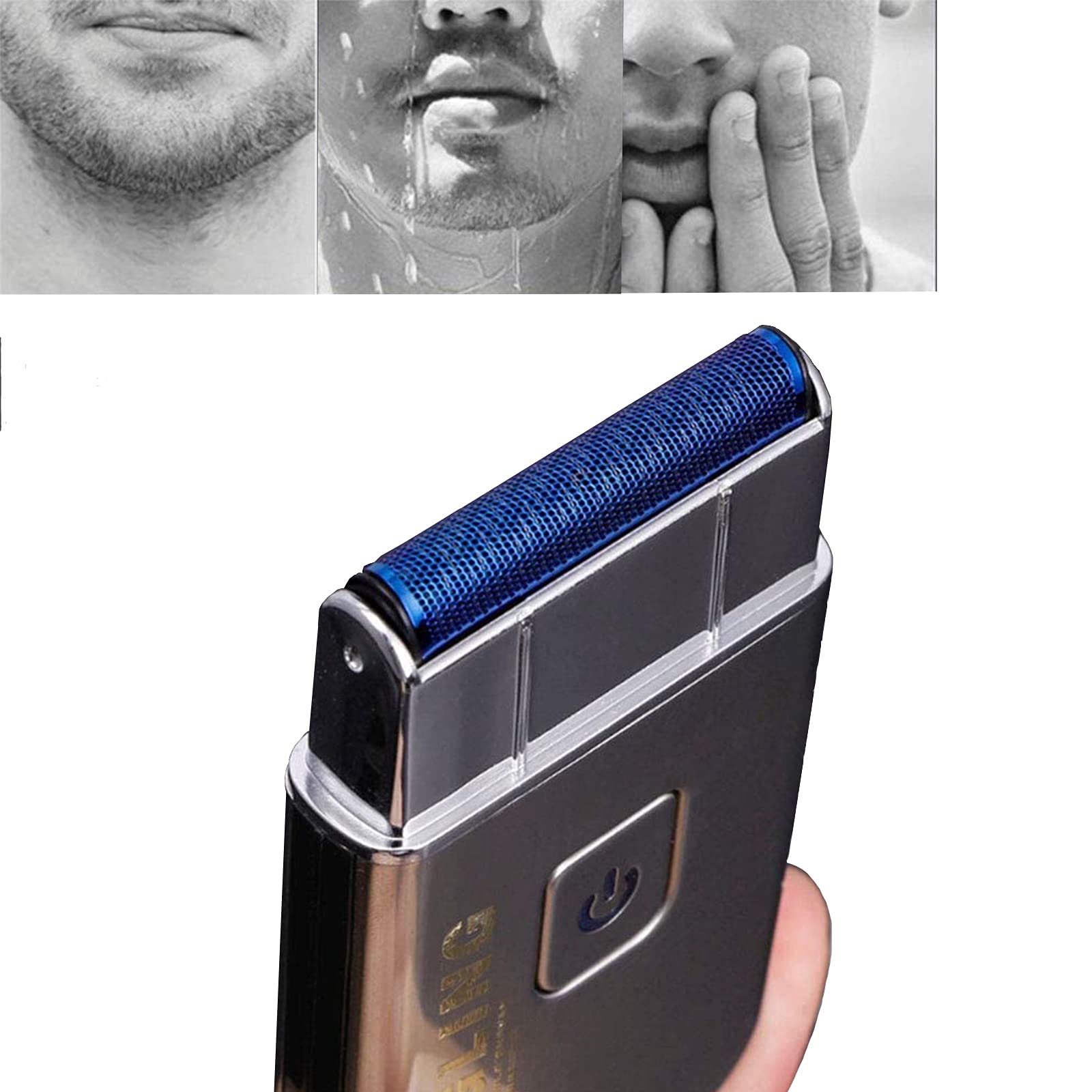 KEMEI Men's Reciprocating Mini Electric Razor for Men,Cordless USB Charging Travel Beard Razor Facial Trimmer, Silver