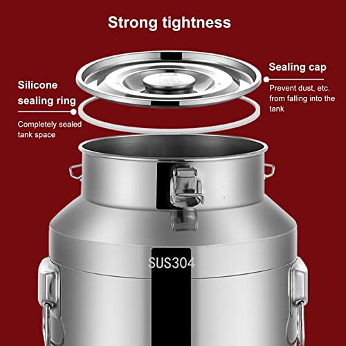 tea Kitchen Food Canisters Stainless Steel Milk Can with Sealed Lid, Kitchen Storage for Flour and Sugar Fermentation Wine Pail bucket (Size : 24L)