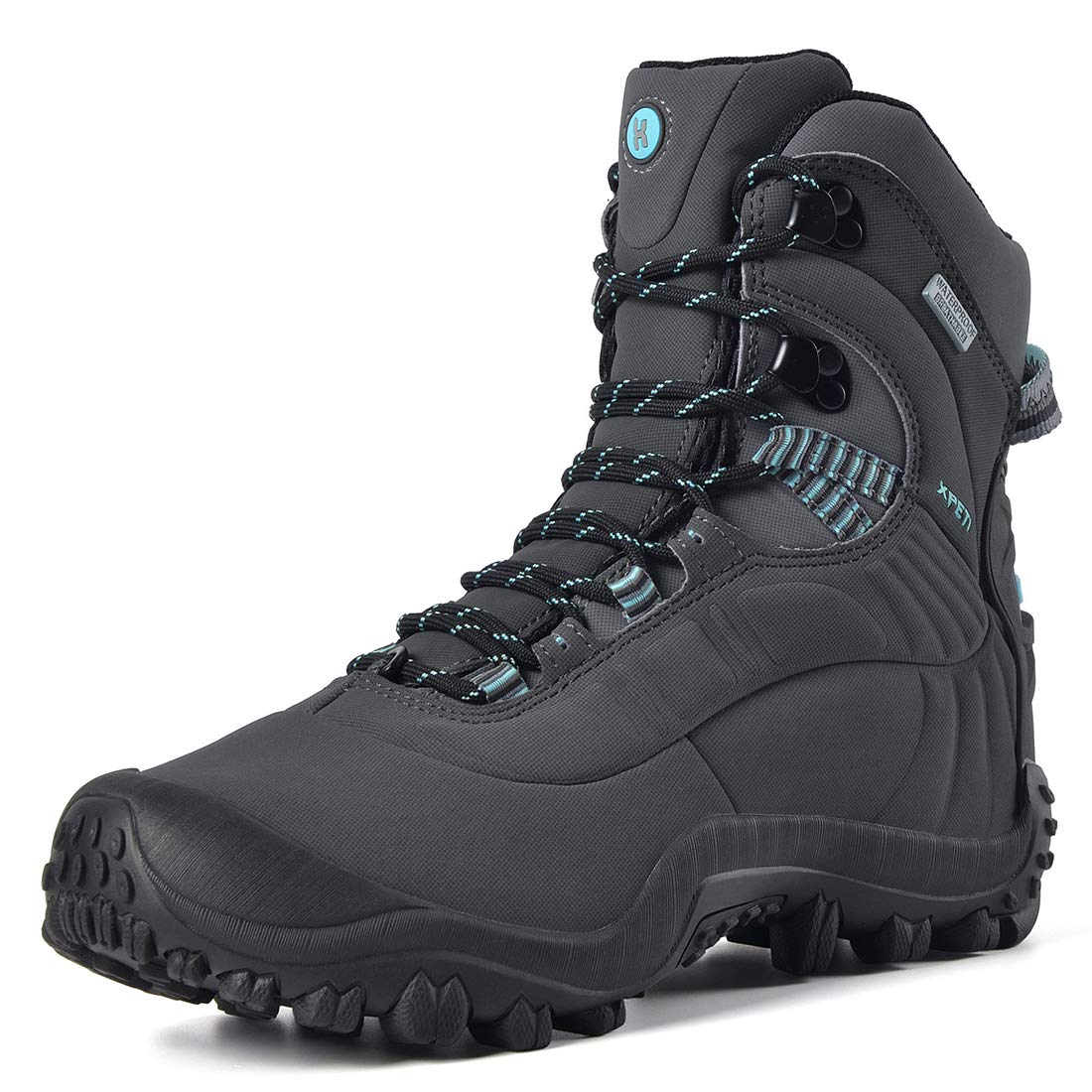 Manfen Women's Hiking Lightweight Waterproof Hunting Ankle Support Boots, Gray/Sky Blue, 8.5