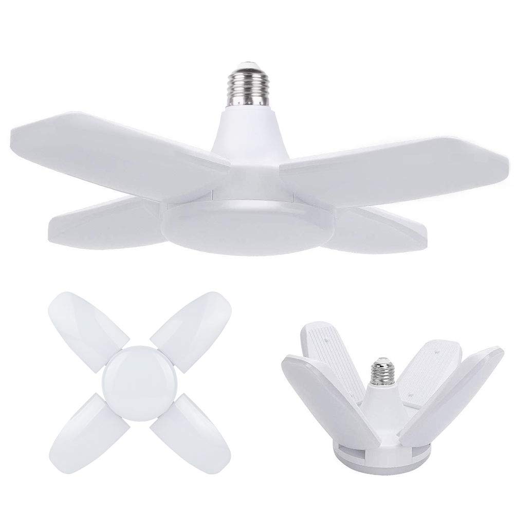 LED Garage Lights 60W Deformable Garage Ceiling Lighting E26 6000LM Daylight LED Light Bulbs Adjustable Led Shop Lights Super Bright Working Light Garage Workshop Barn Warehouse Basement (60W-1Pack)