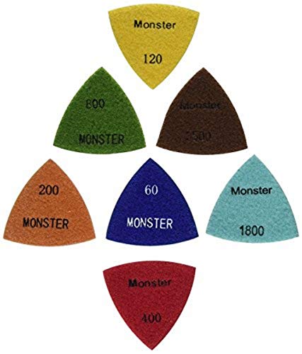 Toolocity 3TRIOSET 3-Inch Triangle Diamond Polishing Pads for Oscillating Multi Tools, Set of 7