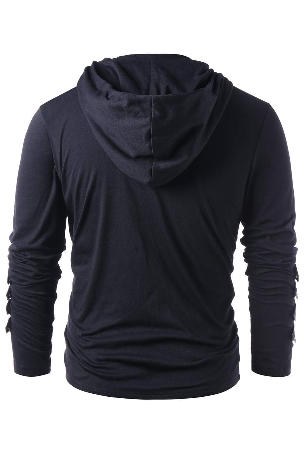 Iivos Men's Knight Drawstring Lace Up Pullover Hoodie Steampunk Long Sleeve Hooded Sweatshirt Black