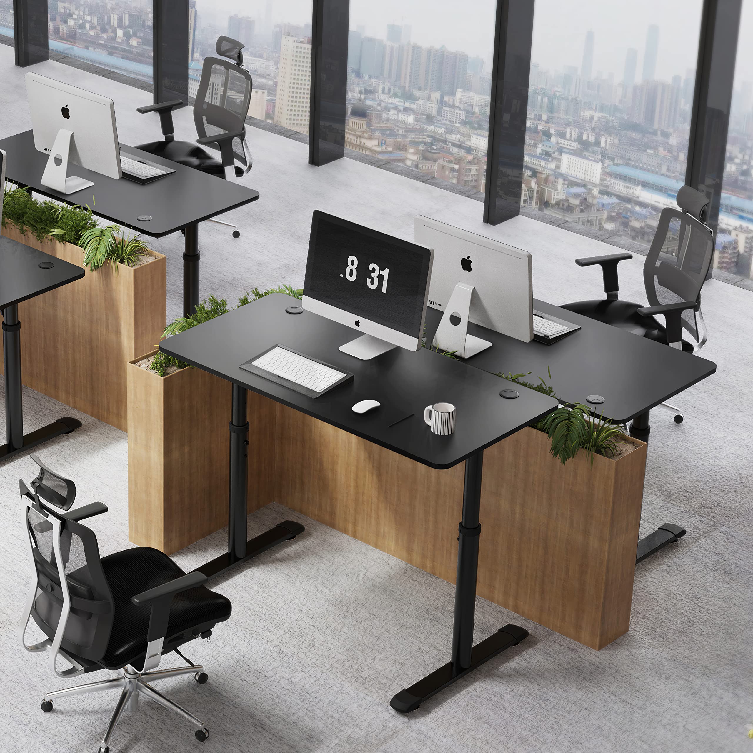 It's_Organized Gaming Desk, 47 Inch Height Adjustable Gaming Computer Desk,PC Gaming Desk Study Writing Laptop Table Workstation, Home Office Gaming Desk Multi-Functional,Black