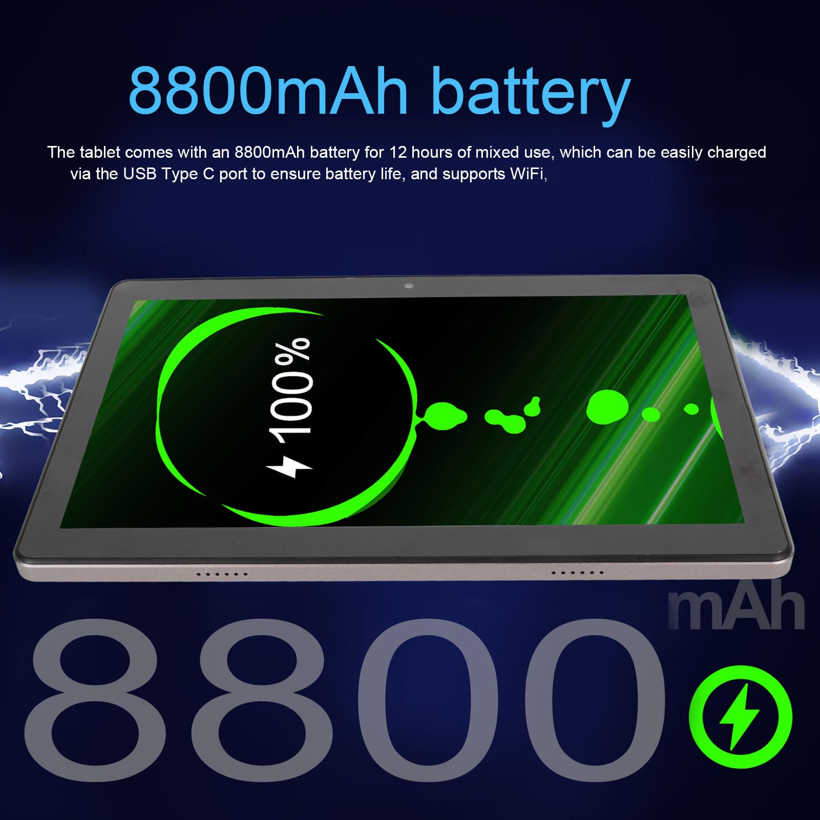 Jopwkuin 10.1 Inch Tablet, 5G WiFi 8MP 13MP Dual Camera HD Tablet 4GB 64GB 100-240V for Android 12.0 for Learning (#4)