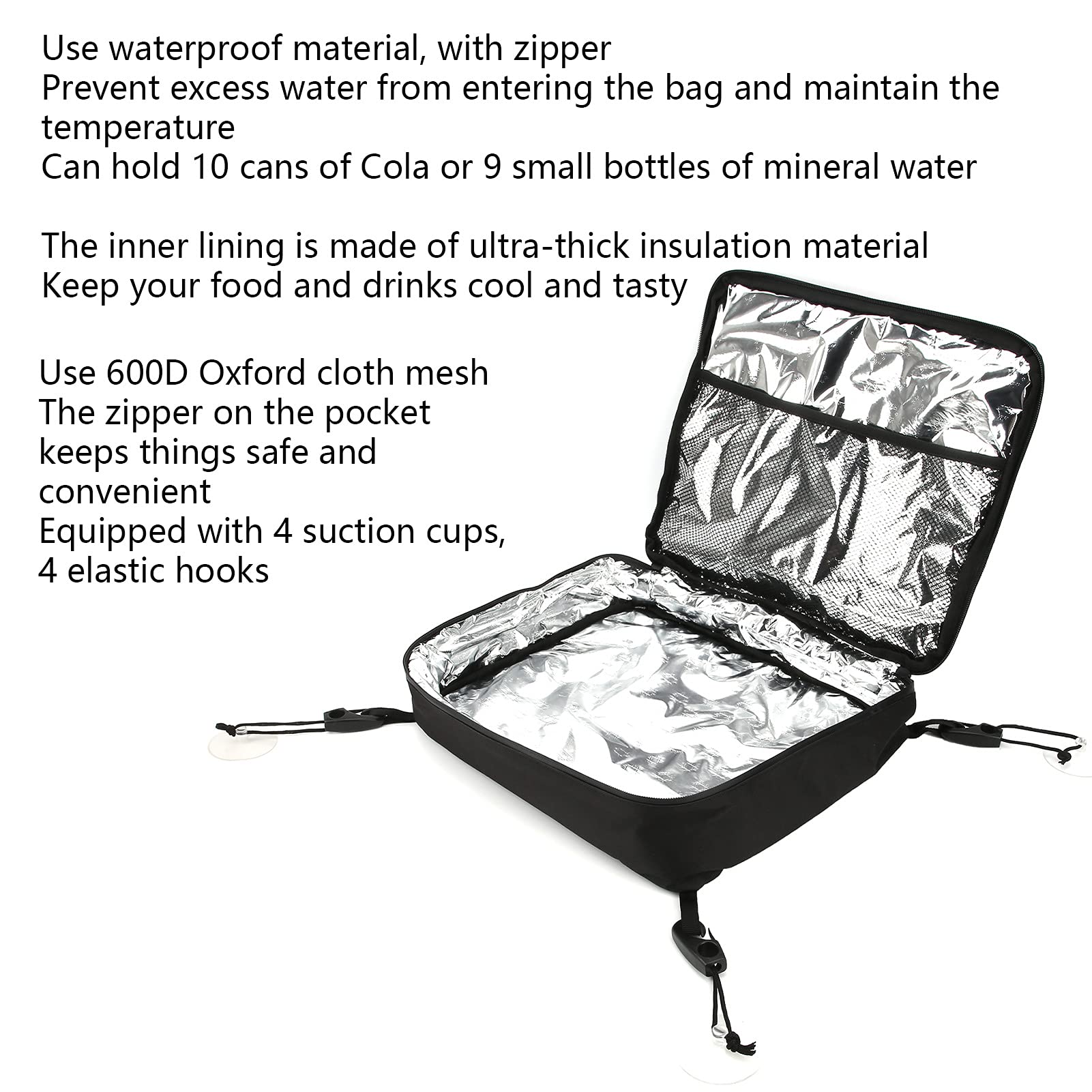 Kayak Paddle Surf Storage Bag, Paddleboard Mesh Bag Stand Up Paddle Board Surf Deck Suction Cup Kayak Paddle Deck Bag for Hanging Bags for Surf Deck