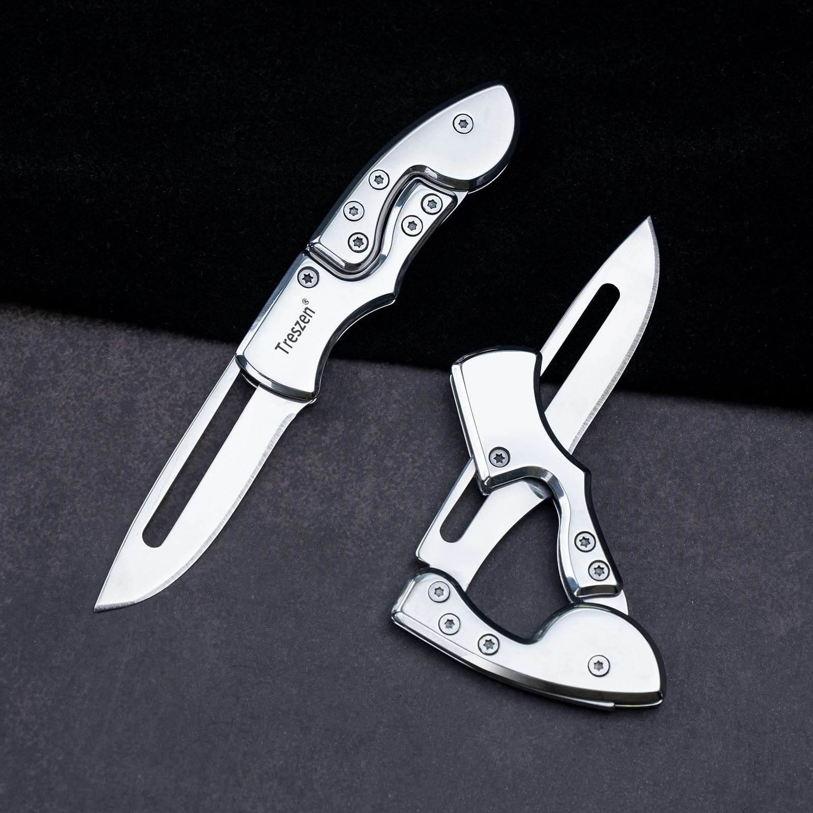 Treszen Pocket Knife, 5.3-inch Multi-Tool Folding Knife/Survival Knife, silvery