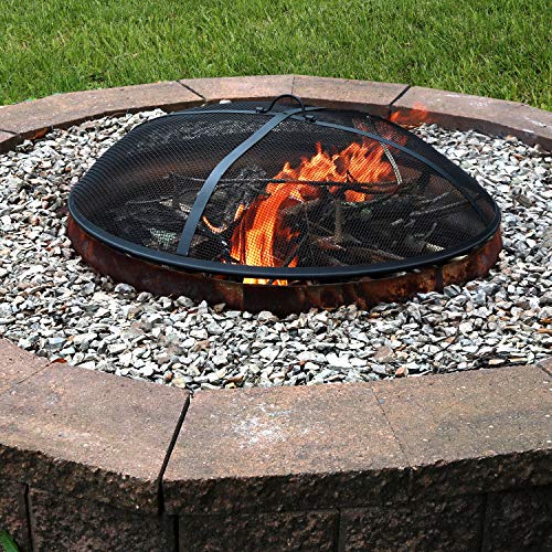 Sunnydaze Heavy-Duty Steel Mesh Fire Pit Spark Screen with Handle - 24-Inch Diameter
