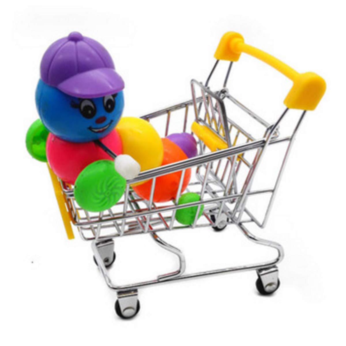 Mini Supermarket Handcart,4 Pack Supermarket Handcart Shopping Utility Cart Mode Storage Toy (Pink,Yellow,Red,Blue)