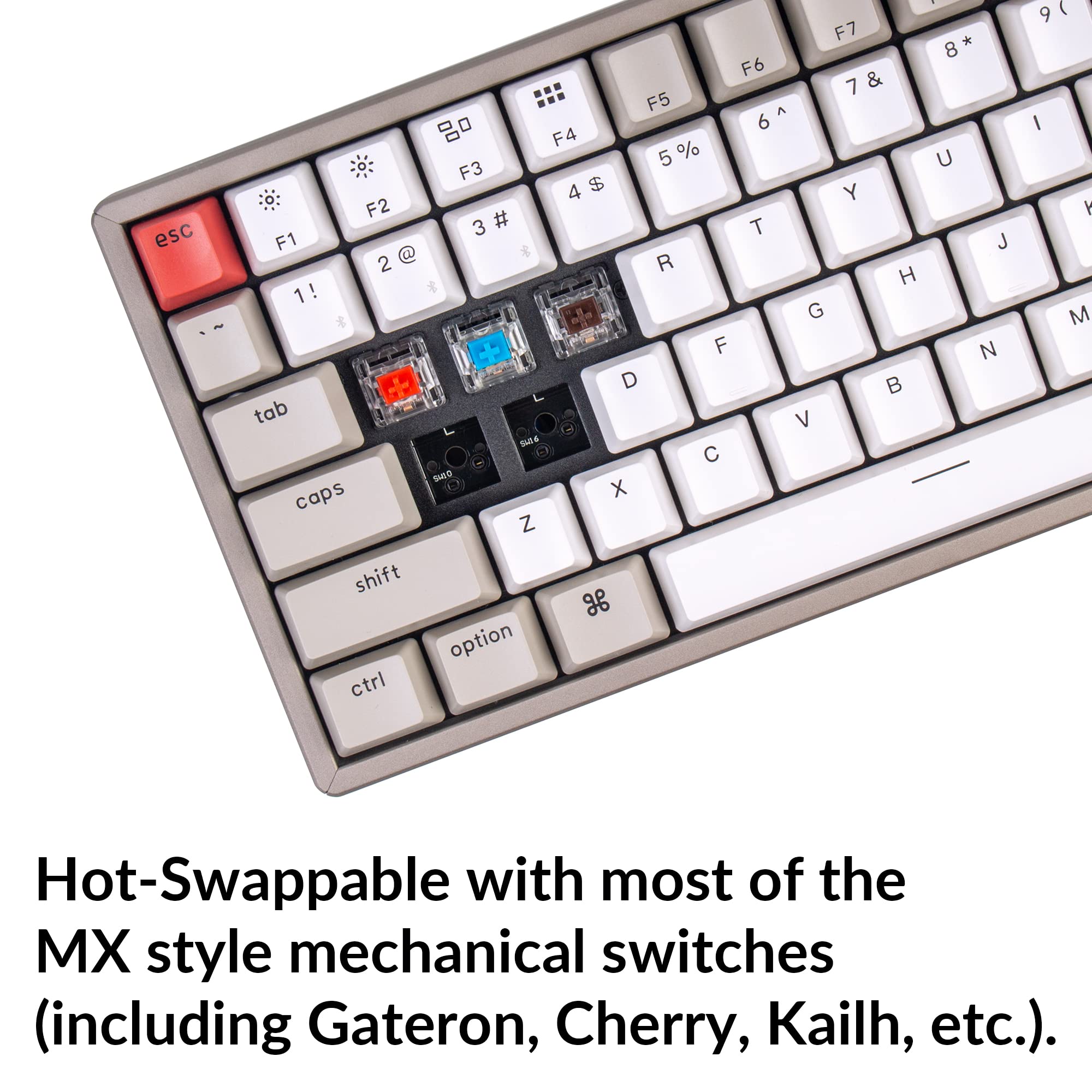 Keychron K2 75% Layout 84-Key Hot-swappable Bluetooth Wireless/USB Wired Mechanical Keyboard for Mac Windows with Double-Shot Retro Keycaps/Multitasking/Keychron Mechanical Brown Switch/Aluminum Frame