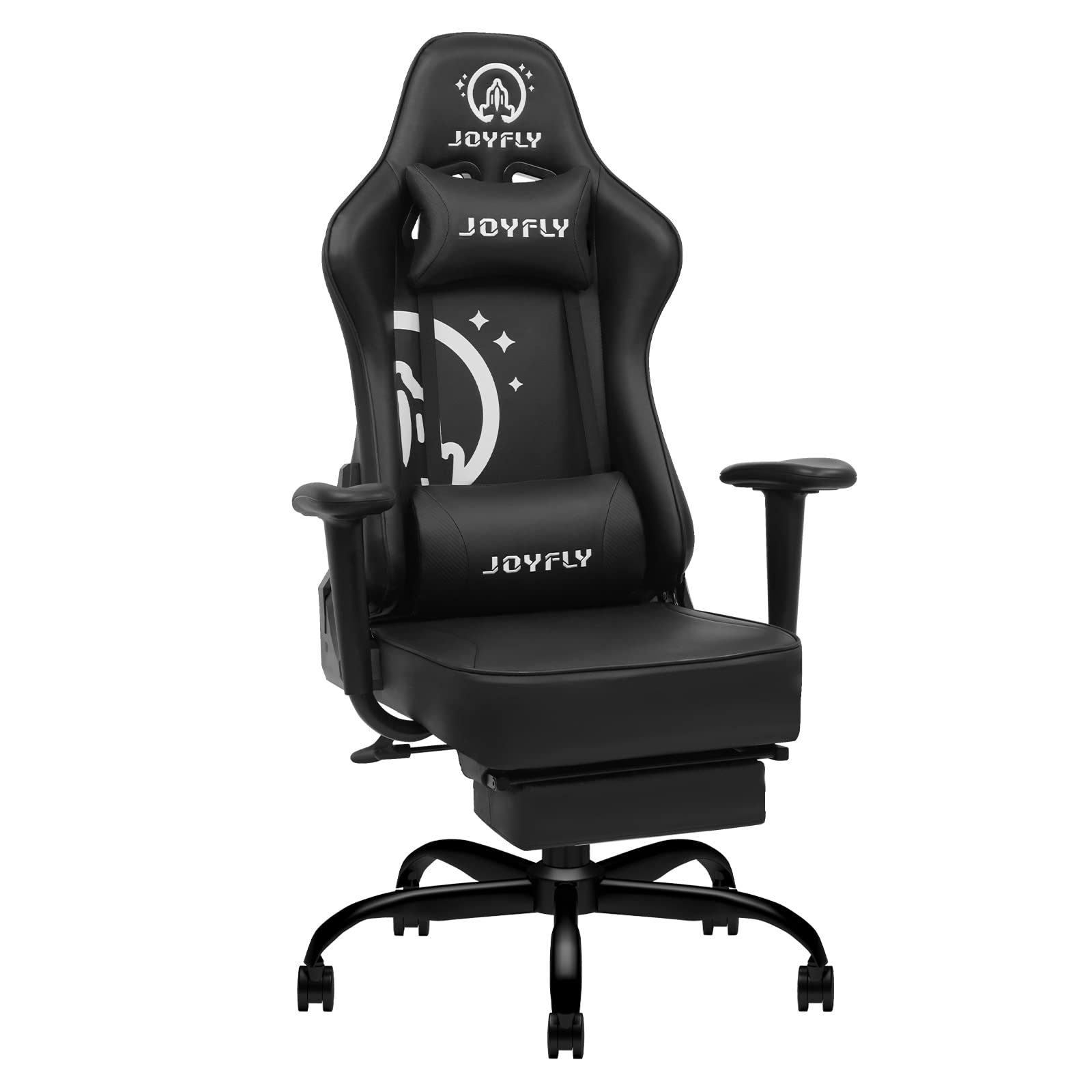 JOYFLY Computer Chair, High Back Gaming Chair for Adults Ergonomic Gamer Chair with Footrest, PC Office Chair with Lumbar Support Height Adjustable and 4D Armrests, 350lbs Capacity, Black