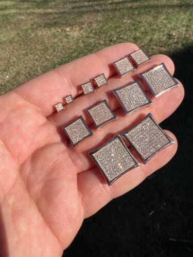 Moissanite Square Kite Earrings Pass Diamond Test 4mm-18mm 14k Rose Gold Plated Size : 9mm (Medium)