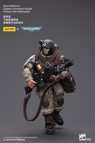 JoyToy Warhammer 40K: Astra Militarum Cadian Command Squad Veteran with Medi-Pack 1:18 Scale Figure