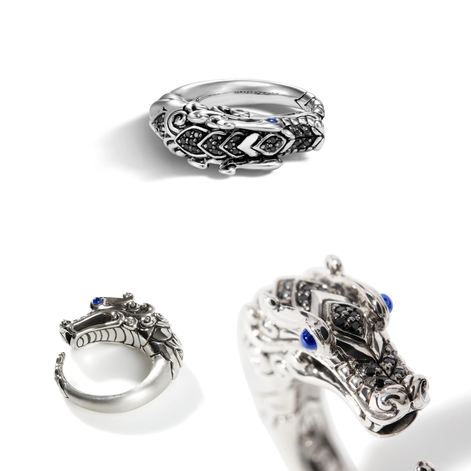 John Hardy "Legends Naga Sterling Silver Dragon Ring in Brushed Finish (7)