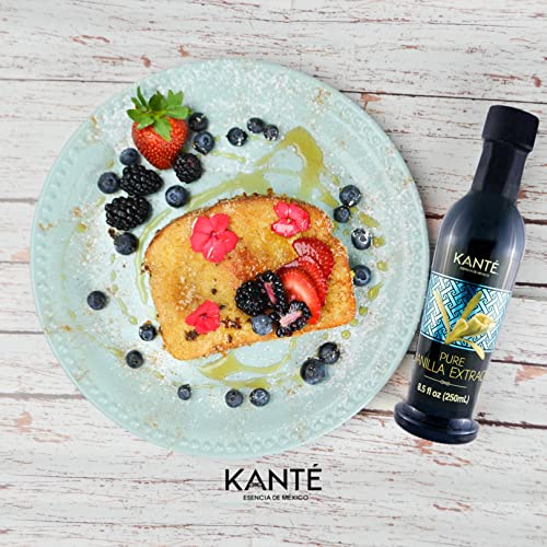 KANTÉ - Pure Mexican Vanilla Extract | 100% natural and sugar free | For baking, desserts and beverages, 8.45 fl oz.