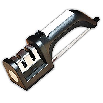 Kangever Kitchen Knife Sharpener,2 Stage Black Diamond Knife Sharpening Tools for Straight and Serrated Knives,Professional Manual Knife Sharpeners with Coarse and Fine Sharpening System for Knives
