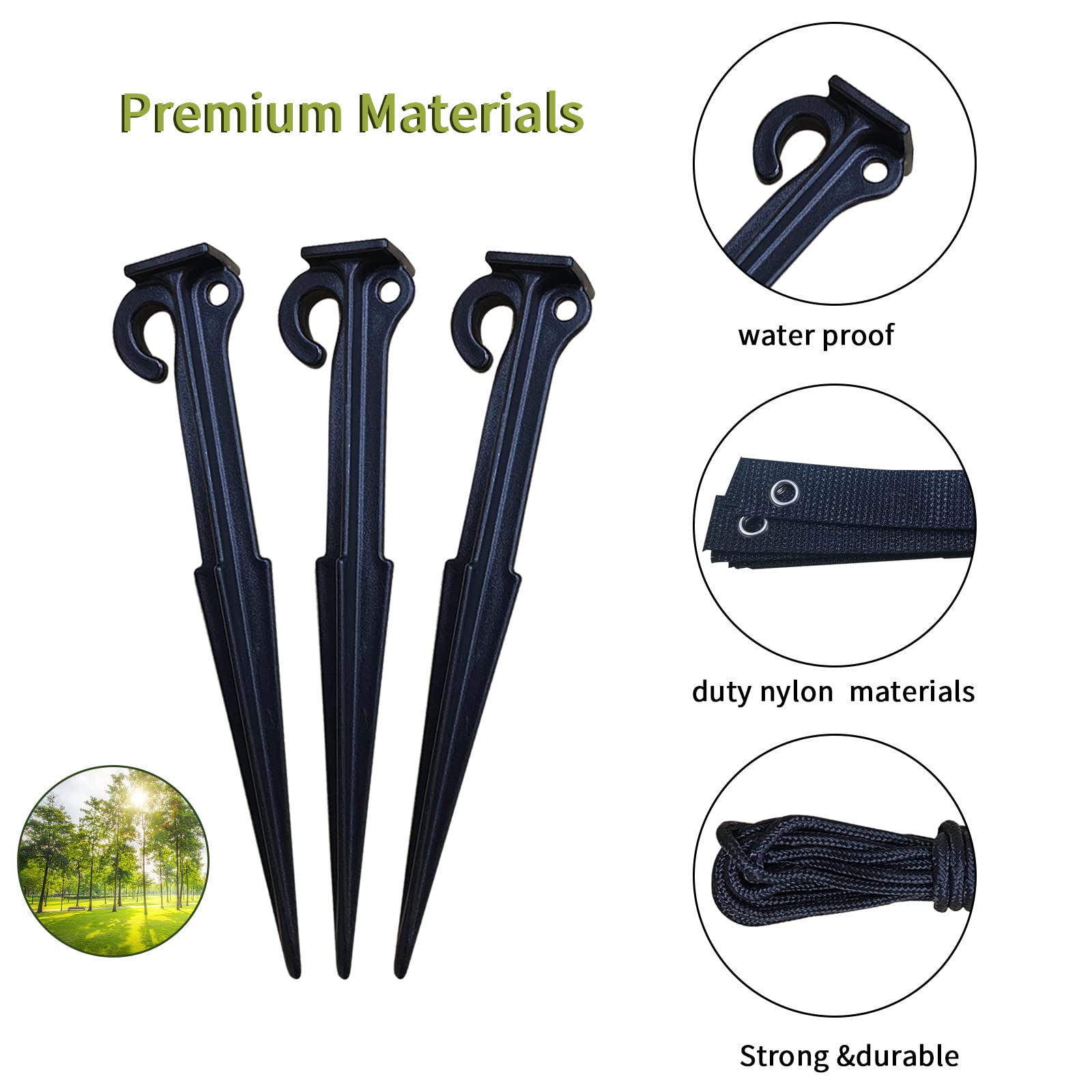 LanM Epoch Tree Staking Kit with Tree Strap ，Include3 Tree Stakes Support 3 Fixed Tree Straps 13ft Strong Rope ,Stree Supports for Leaning Tree Garden Plant Fixed and Outdoor Courtyards Gardening .