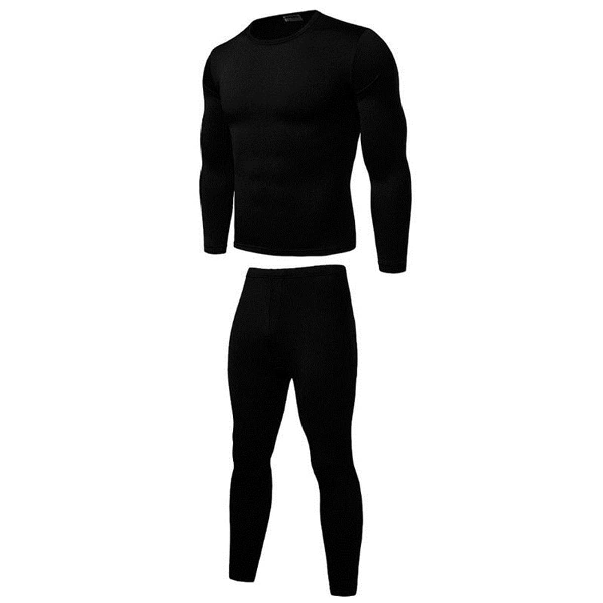 Men's Thermal Underwear Set Ultra Soft Warm Base Layer Long Johns Top and Bottom Set with Fleece Lined (Black,X-Large)