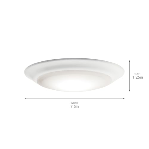 Kichler Gen I LED Downlight, 7.5" Ceiling Flush Mount Interior Dimmable Light, 2700K, (7.5" x 1.5"), White, 43846WHLED27