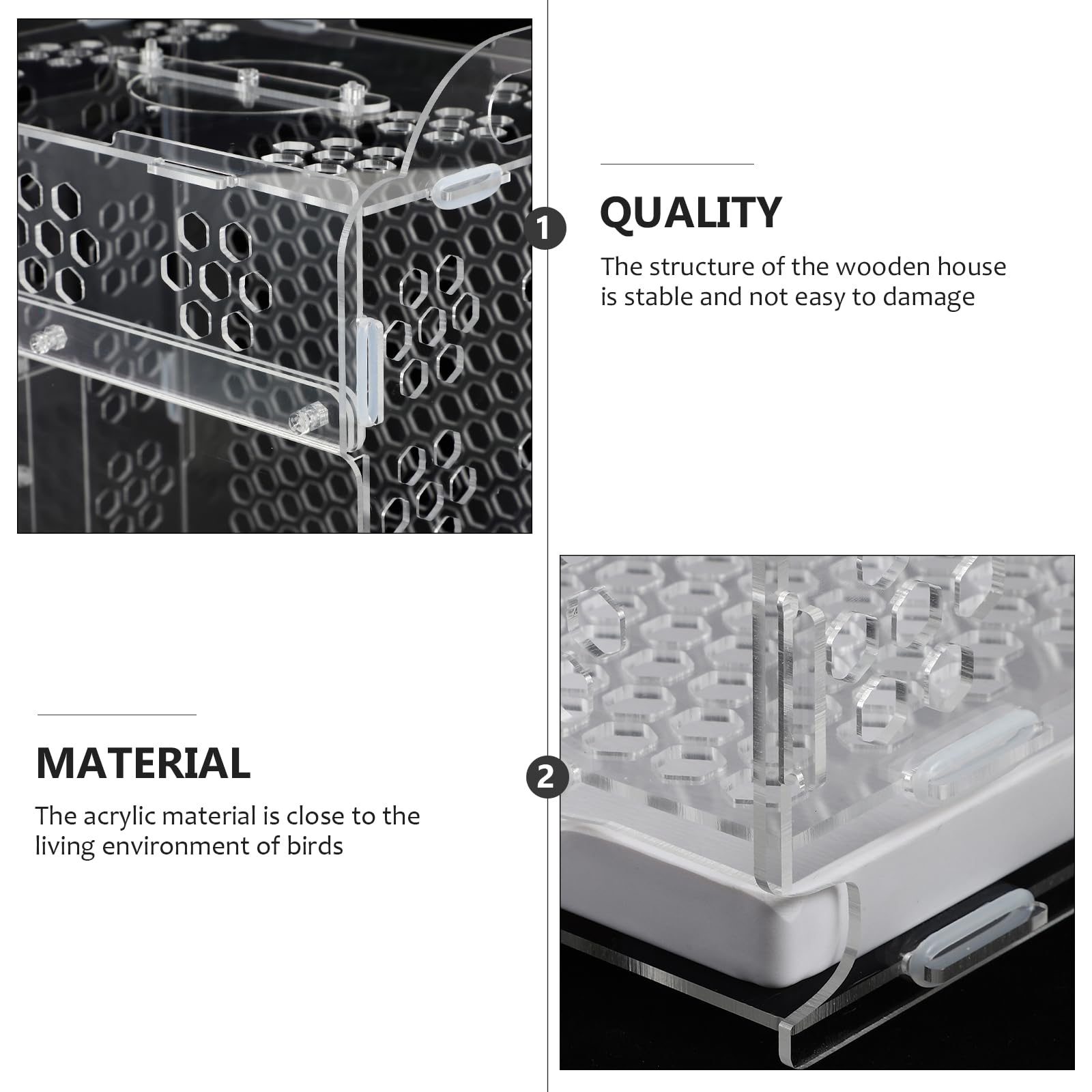 iplusmile Portable Bird Cage, Clear Acrylic Birdcage Hanging Bird Cage House Bird Bath Cage for Parrots, Parakeets, Macaw Lovebirds Bird Accessories