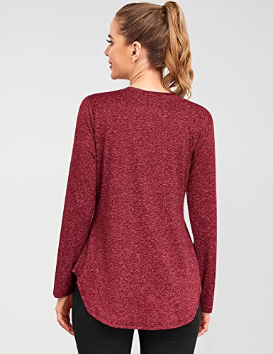 Moisture Wicking Shirts for Women Long Sleeve Workout Tops Yoga Running Flowy Tees Casual Cute X-Large