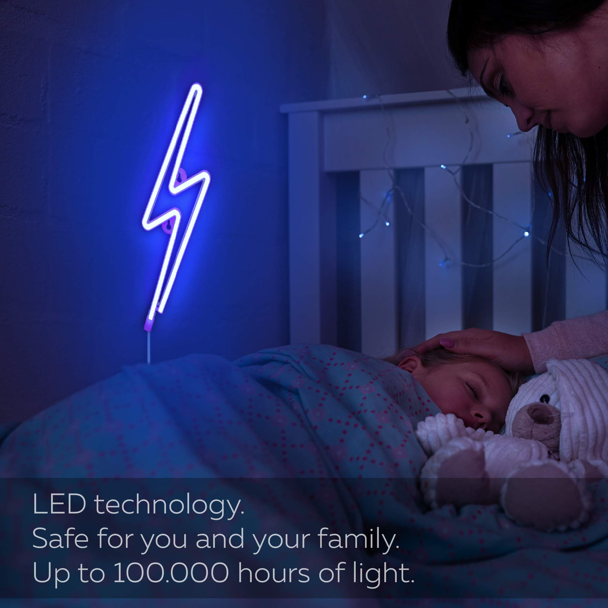 LED Neon Sign Lightning Bolt Light 2.0 Upgrade Neon Lights - Cute, USB Plug Adapter, Long Cable, Neon Lightning Led Light Bolt Sign for Wall Decor for Bedroom, Kids Room, Living Room Gadgets for Room