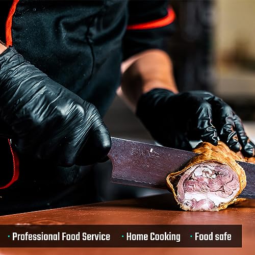 IRON MAMMOTH Nitrile Gloves Disposable Large Black Cleaning Gloves for Household 200-Count