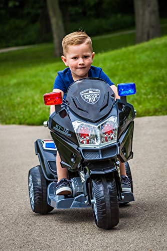 Kid Trax Police Rescue Motorcycle 6V Battery-Powered Ride-On Toy Black