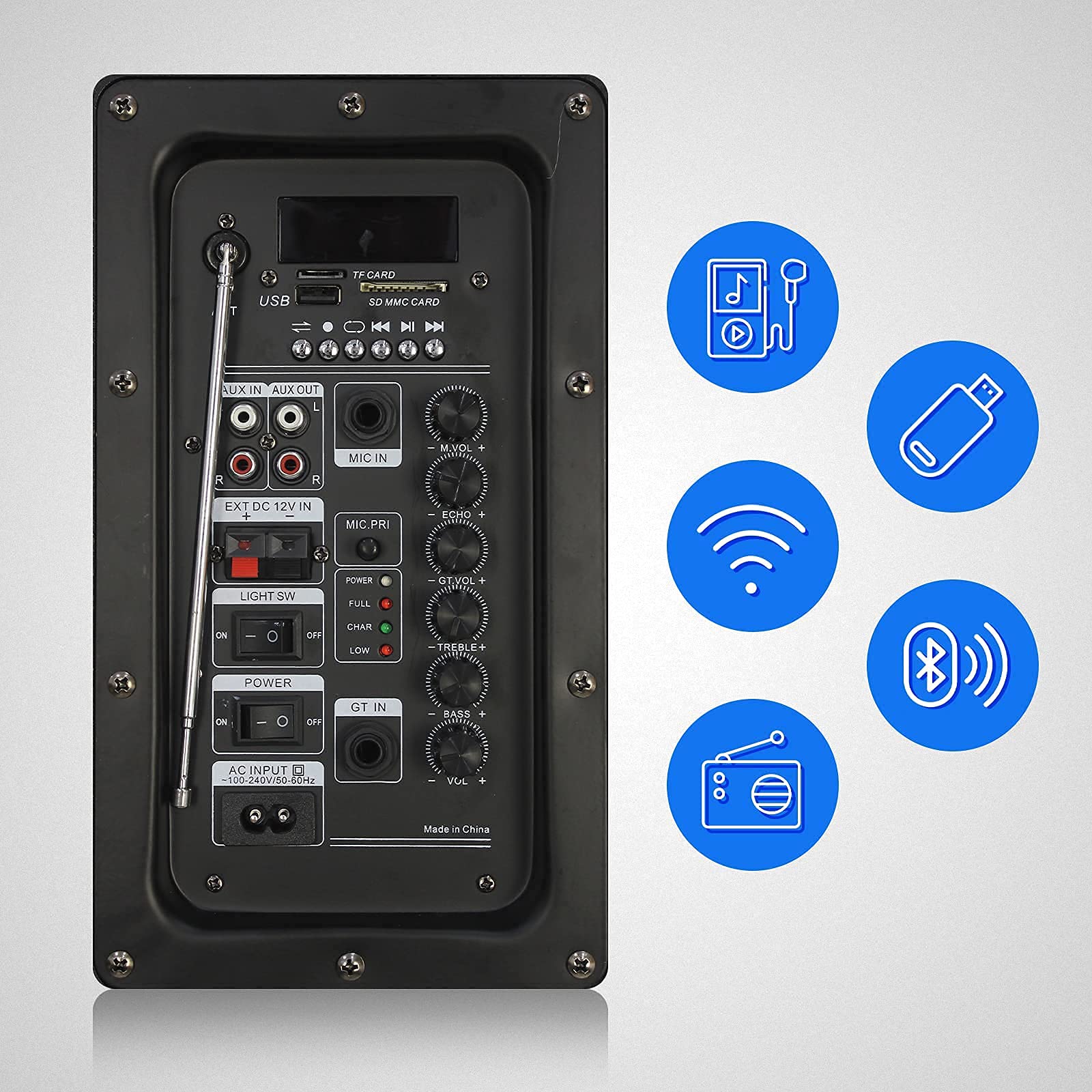 Karaoke Machine Pa System Portable Karaoke Speaker for Adults and Kids with Dual 10" Woofer, 2 Wireless Mics/DJ Lights/LCD Screen/Recording/MP3/USB/SD/TF Bluetooth