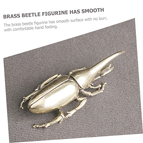 VOSAREA 2pcs Brass Ornament Beetle Model Garden Art Copper Figurines Brass Decor Brass Animal Ornament Coraline Decor feng Shui Statue Brass Statue Statues Table Decoration Delicate